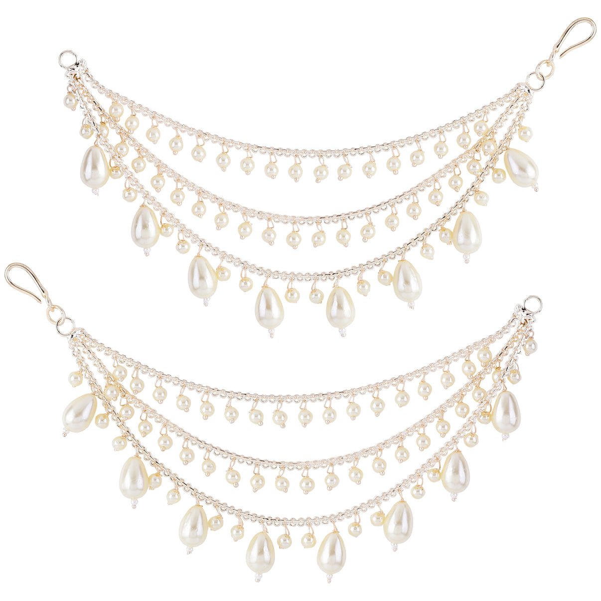 Gold Bahubali Pearl Kaan Chain Pair – Shona's Style