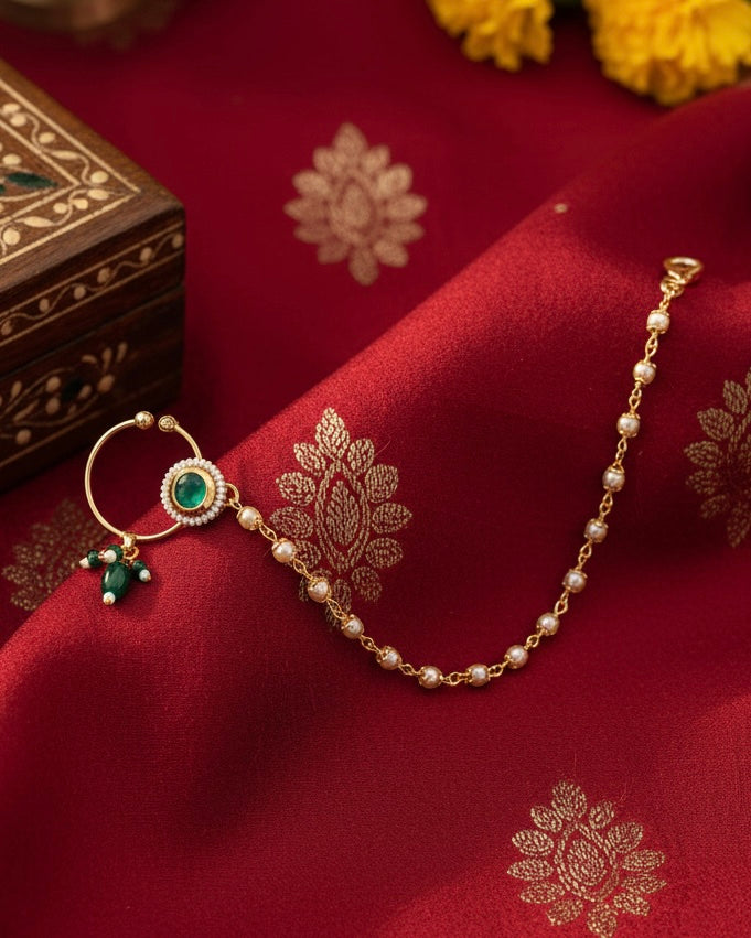 Green Nandini Nath non pierced nose ring – Shona's Style
